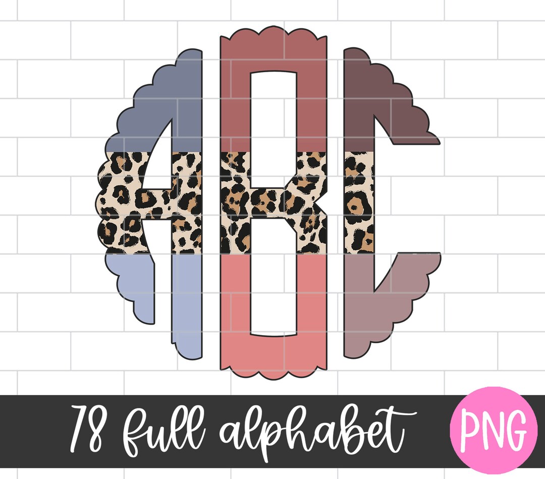 Leopard Monogram Alphabet PNG Boho Leopard Scallop Circle - Etsy