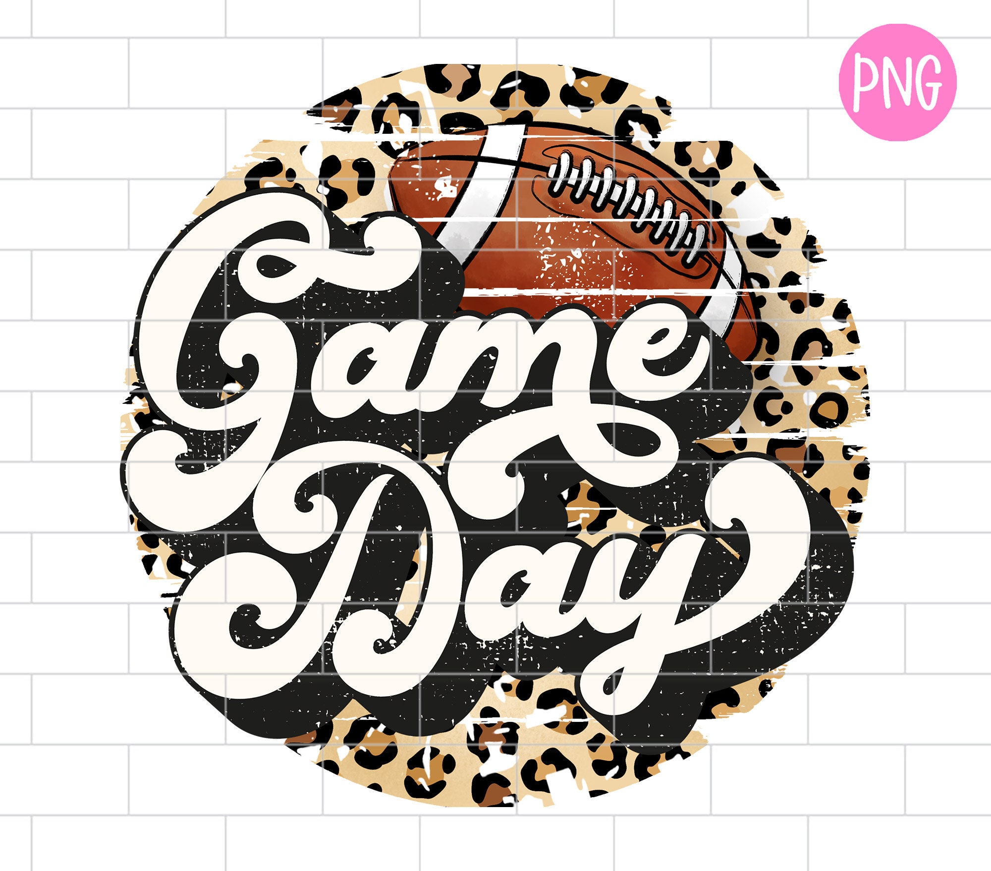 Game Day Football Distressed PNG Game Day Leopard Football - Etsy