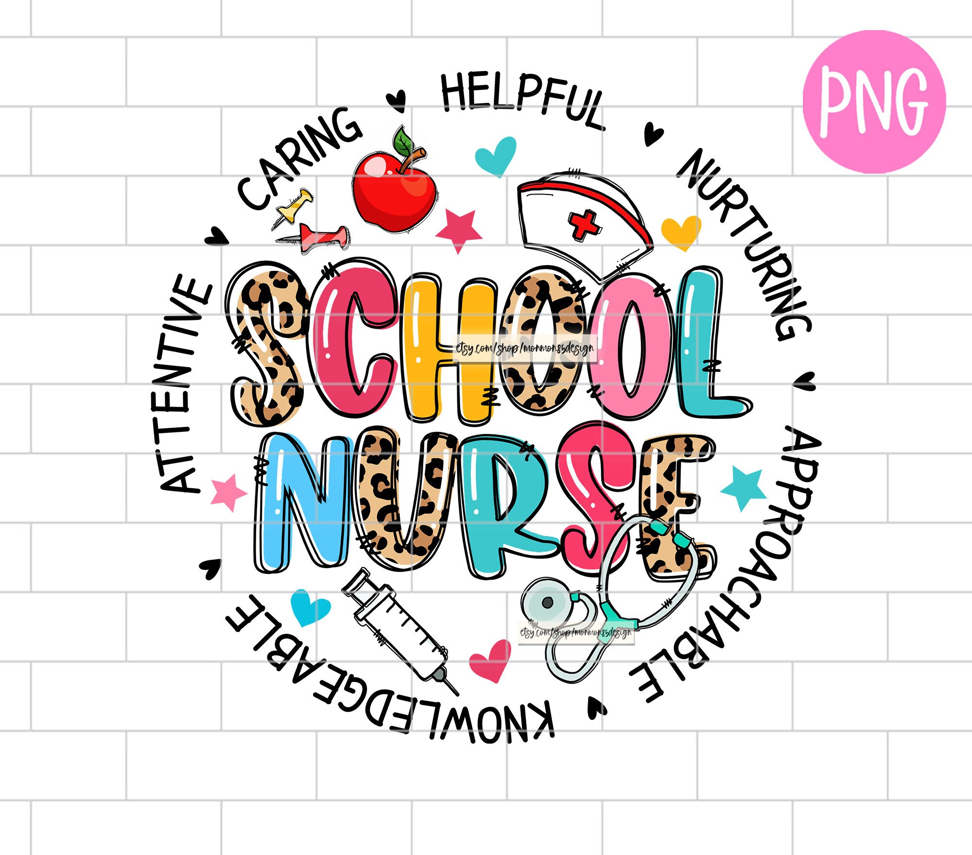 School Nurse PNG, Leopard, Back to School, Summer, Sublimation Design ...