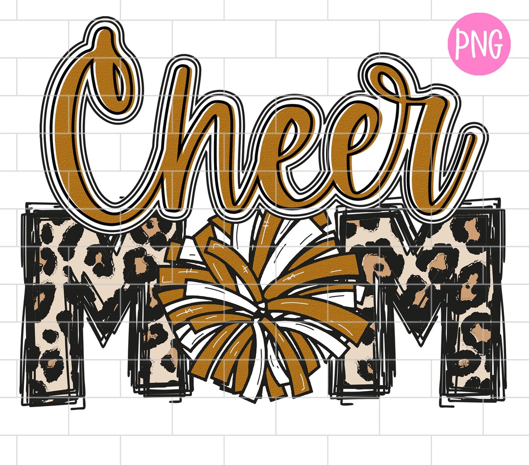 Cheer Mom Gold PNG, Cheerleading, Mom, Leopard Sublimation Design ...