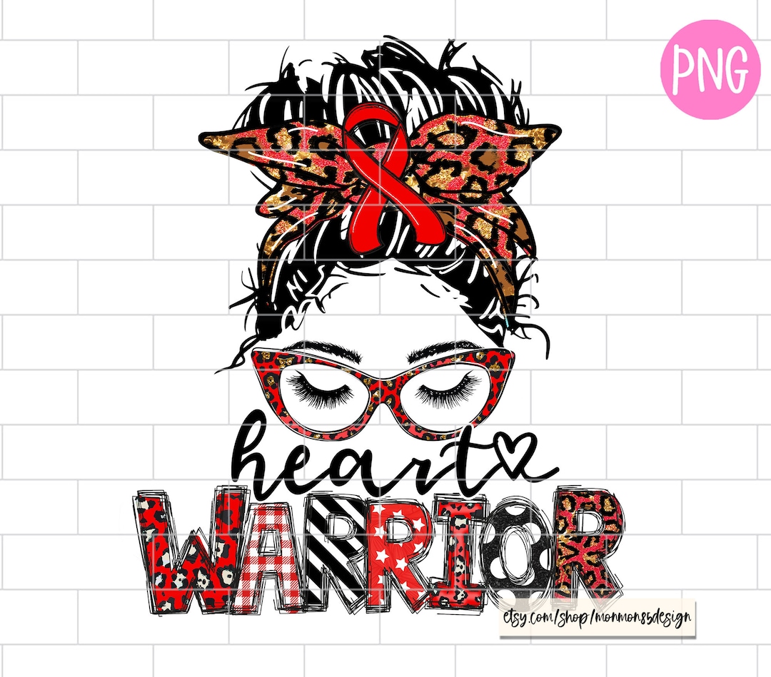 Heart Warrior PNG, Red Ribbon, Heart Awareness, Sublimation Design ...