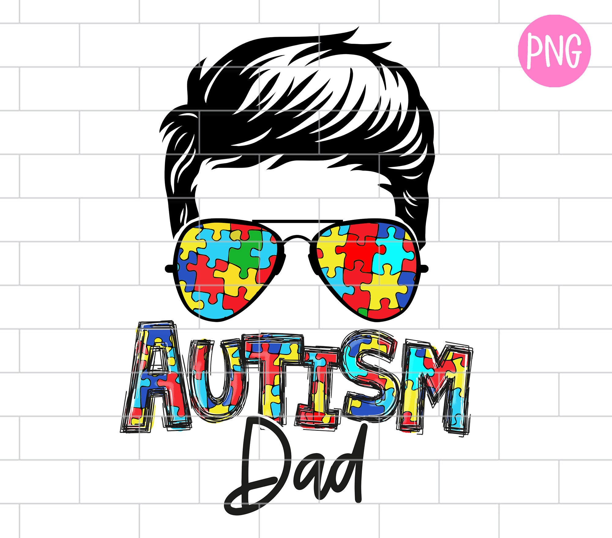 Autism Dad PNG Sublimation Design Downloads | Etsy