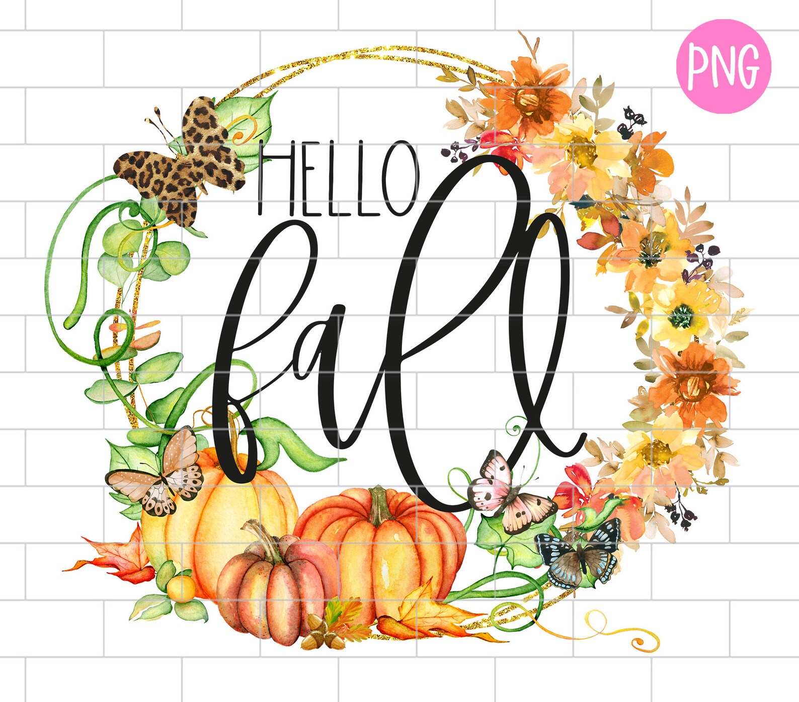 Hello Fall PNG Thanksgiving Png Pumpkin Fall Autumn - Etsy