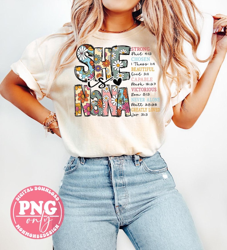 She is Nana PNG: Retro Christian Sublimation Design (digital Download ...