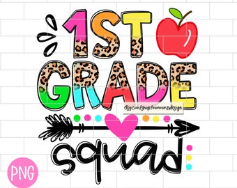 First Grade Squad PNG Image Back to School Design - Etsy