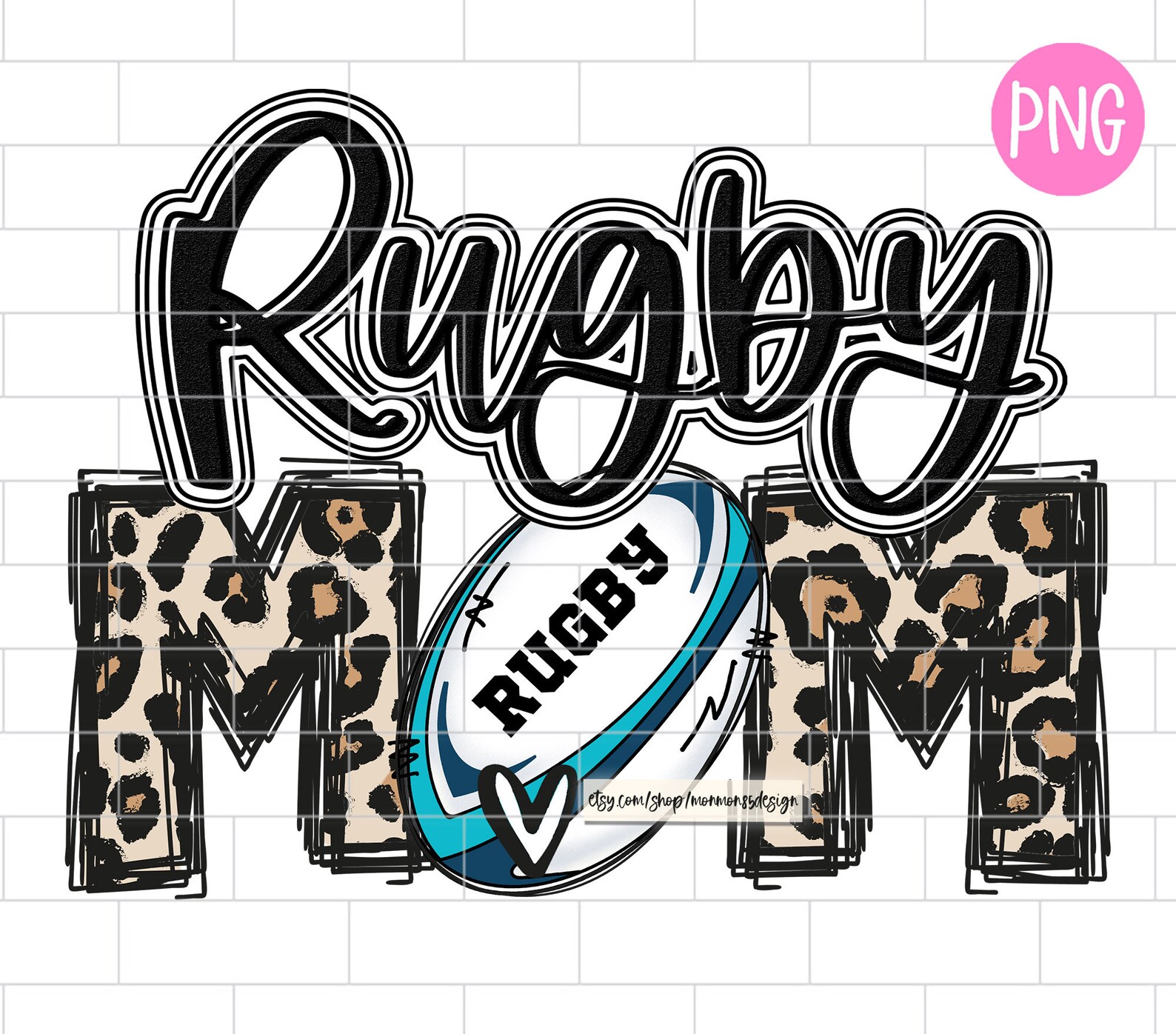 Rugby Mom Black PNG Sublimation Design Downloads - Etsy