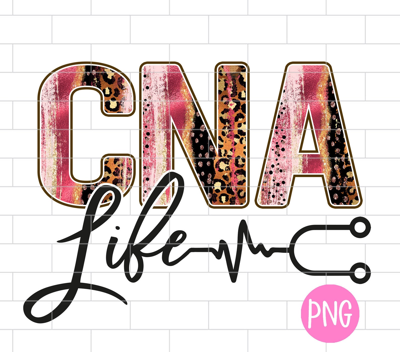 CNA Life PNG Certified Nursing Assistant Leopard Glitter - Etsy Ireland