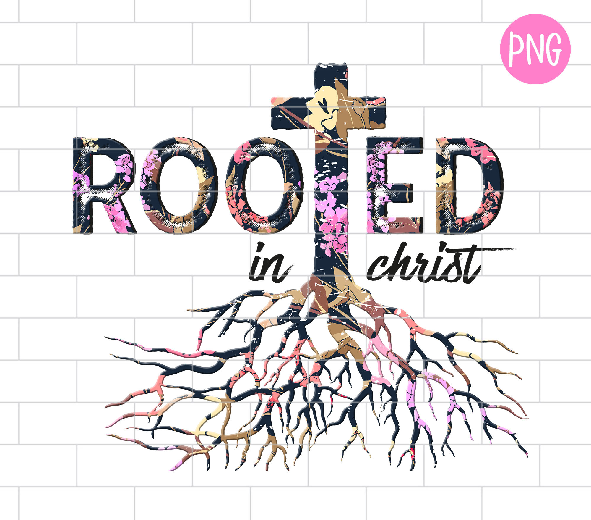 Rooted in Christ PNG Christian Quote Leopard Faith Floral - Etsy