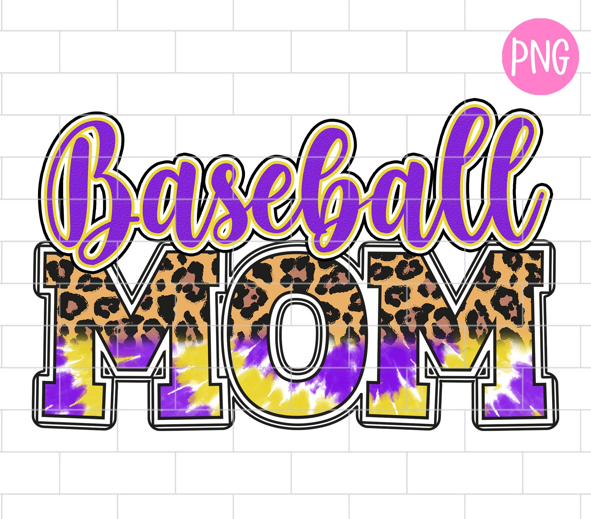 Baseball Mom Purple and Gold PNG Baseball Mama Tie Dye - Etsy