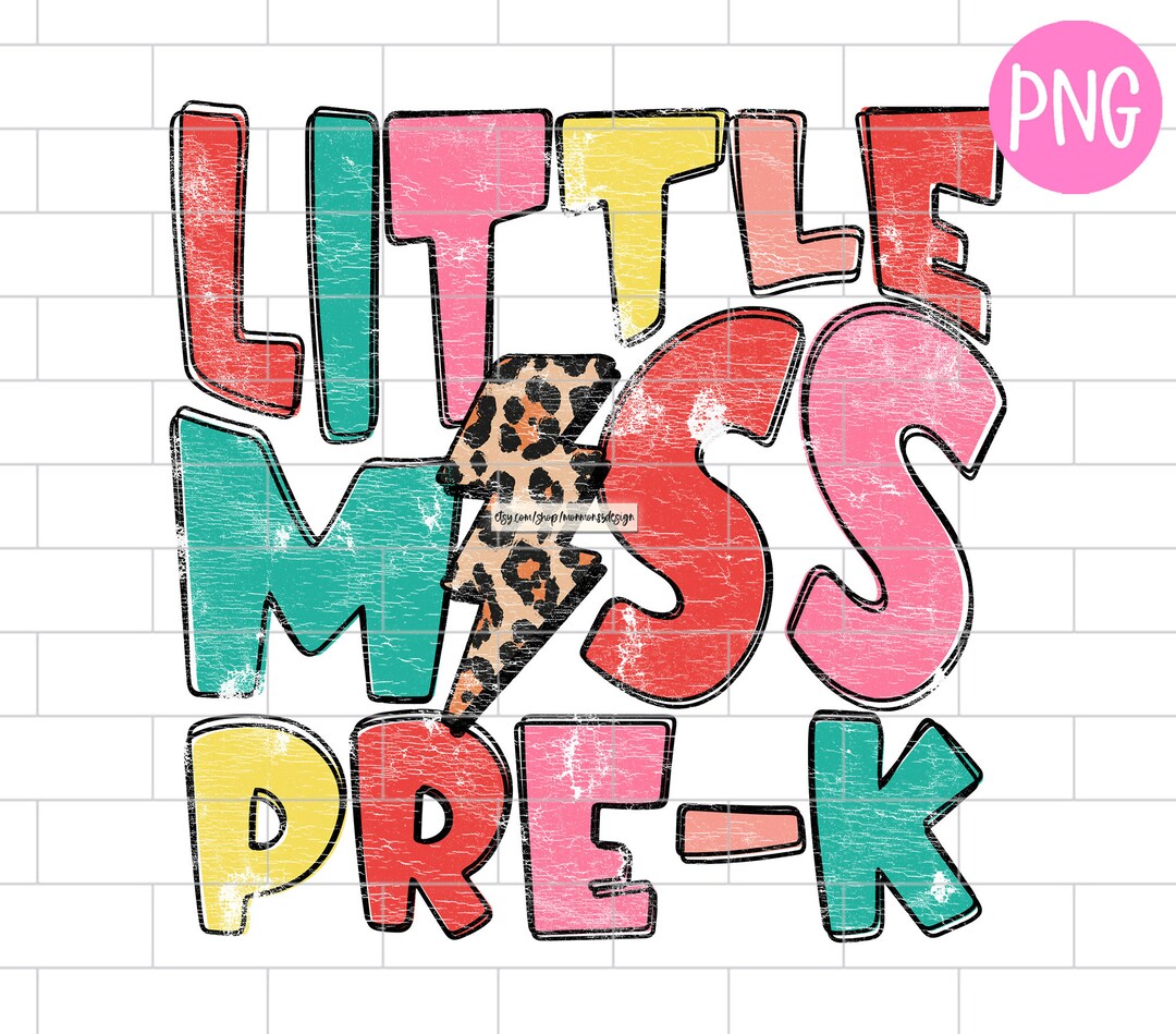 Little Miss Pre-k PNG, Preschool-k to School, Distressed, Leopard ...