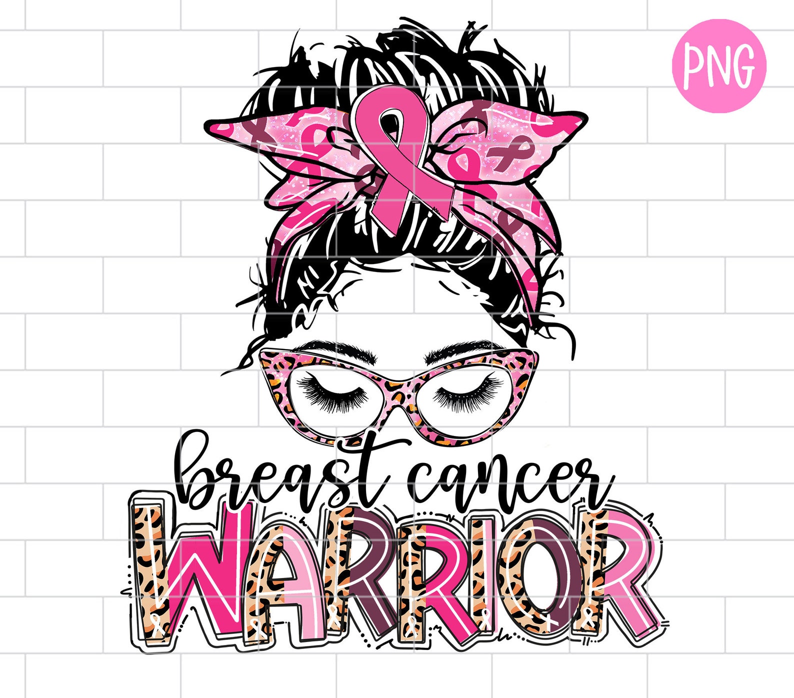 Breast Cancer Warrior PNG: Pink Ribbon Leopard Design (digital Download ...