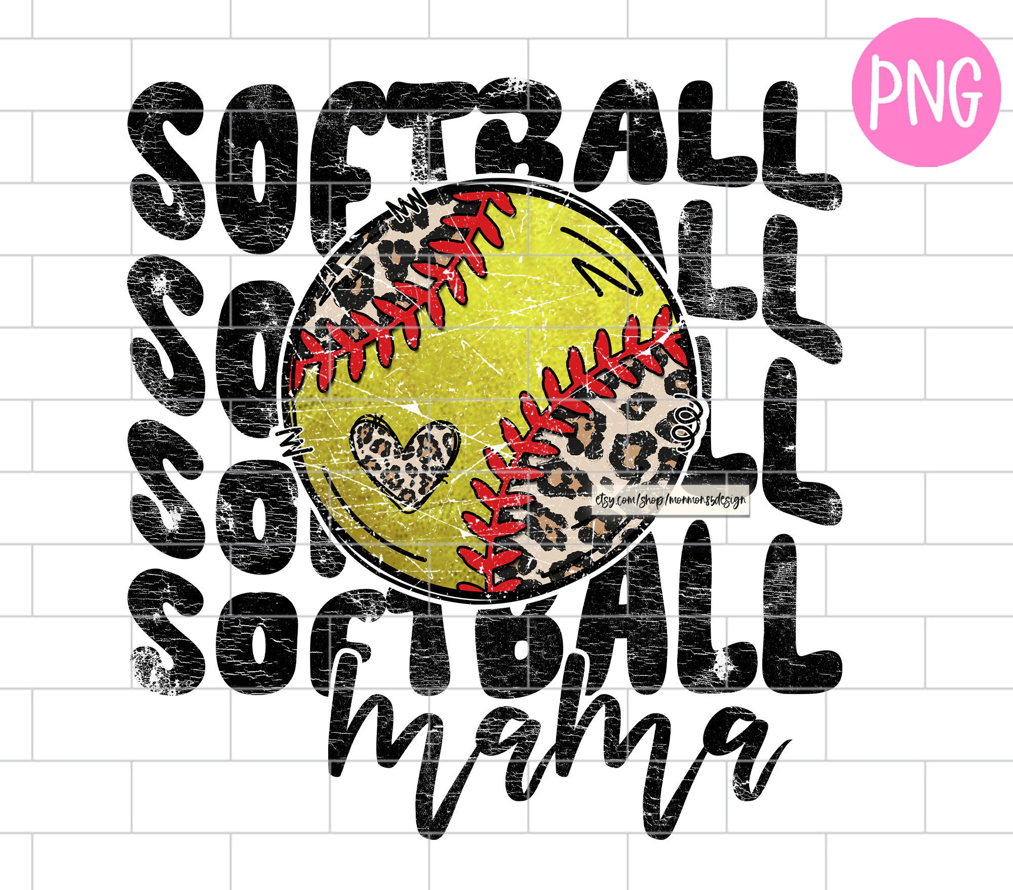 Softball Mama PNG, Distressed, Leopard Softball Mom, Sublimation Design ...