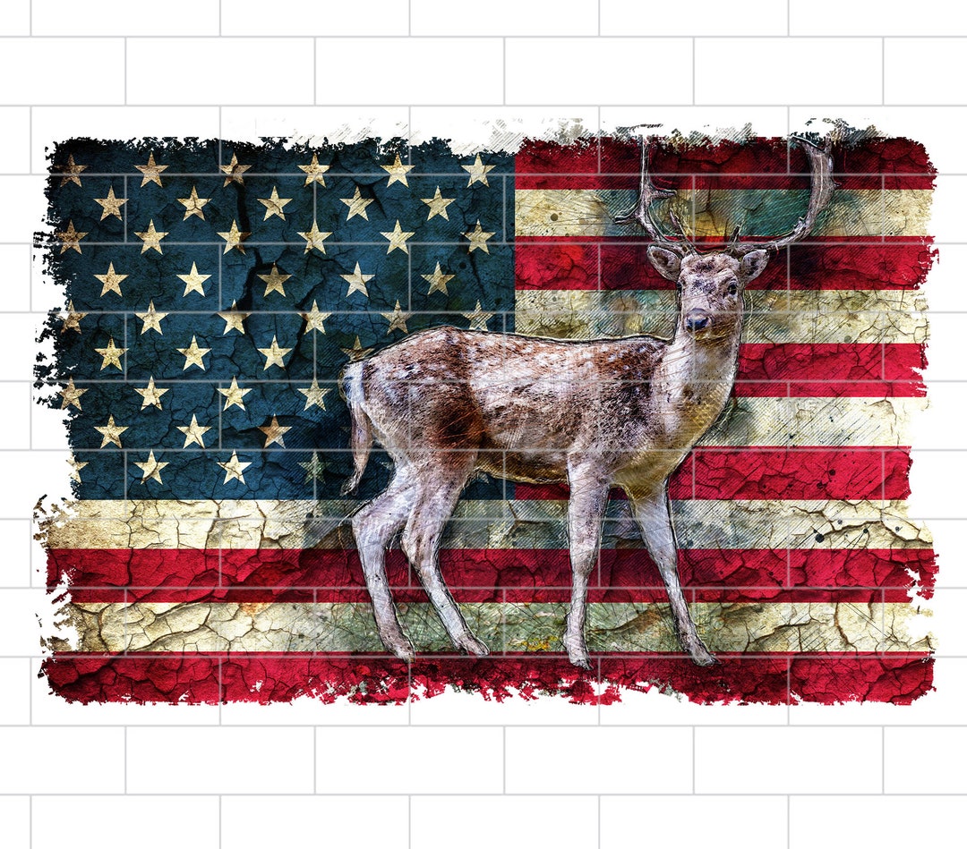 Deer American Flag PNG, Deer Hunting PNG, Deer Patriotic With American ...