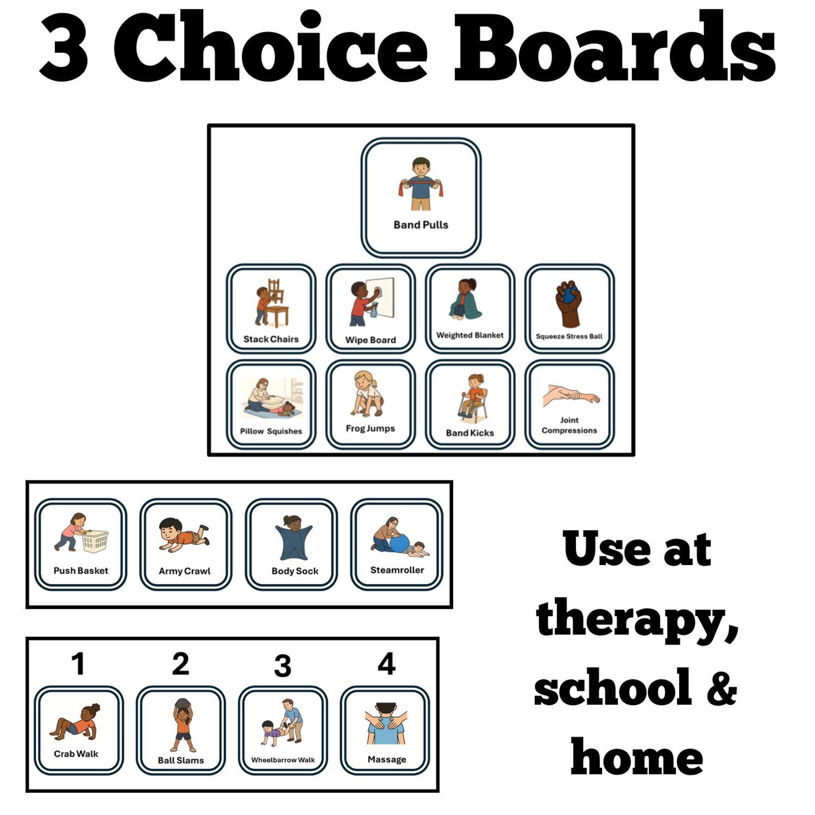 Proprioception Heavy Work & Deep Pressure Visuals - Choice Boards for ...
