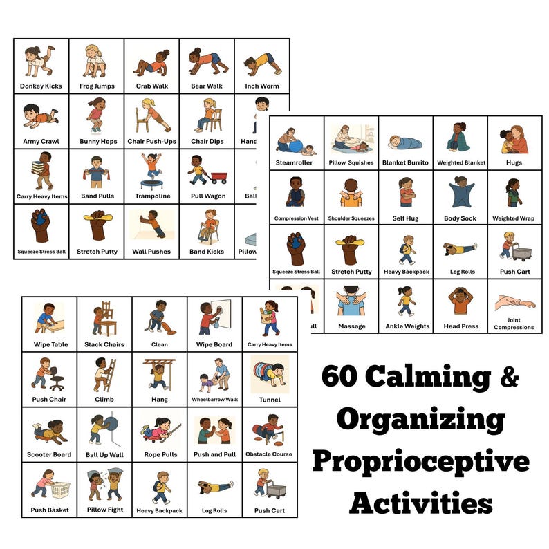 Proprioception Heavy Work & Deep Pressure Visuals - Choice Boards for ...