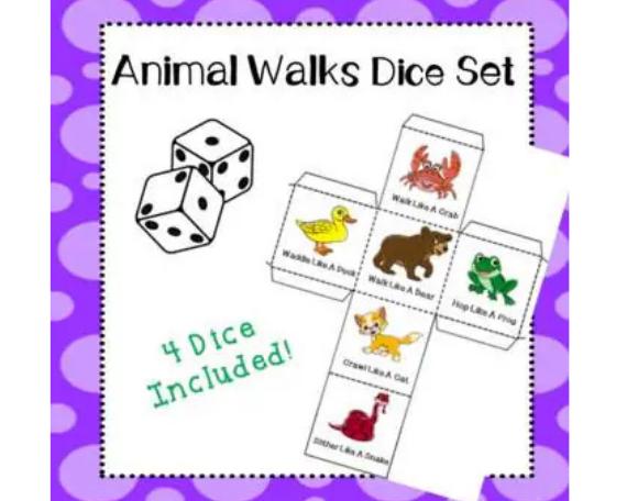 Animal Walk Dice Game: Sensory Movement Brain Break for Kids (PDF ...