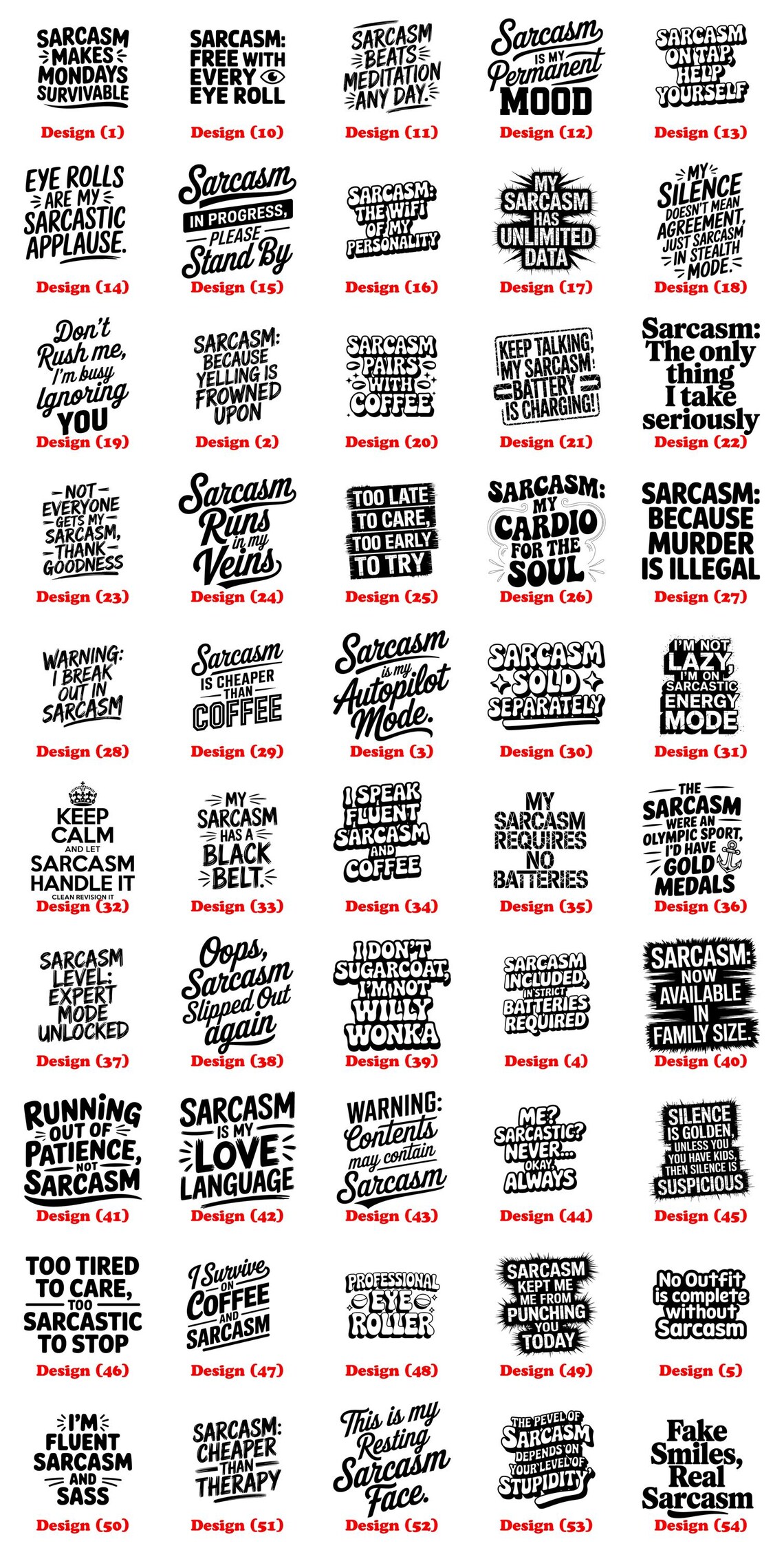Snarky Sayings Svg Png Pdf & Dxf Bundle Funny Sarcastic Quote Designs ...