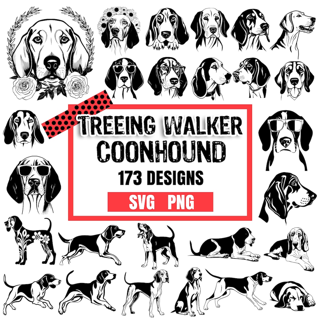 Treeing Walker Coonhound Dog Pet Lover Owner Bundle SVG, PNG Instant ...