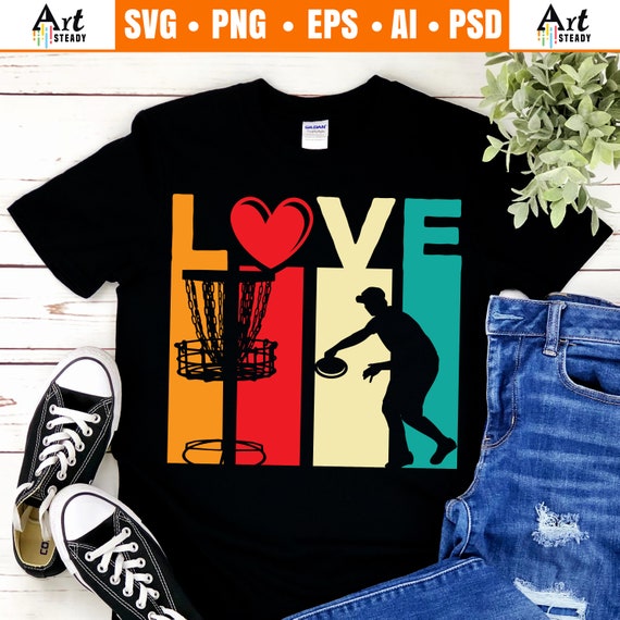 Disc Golf Svg File LOVE Retro Art Discgolf Frisbee Digital | Etsy