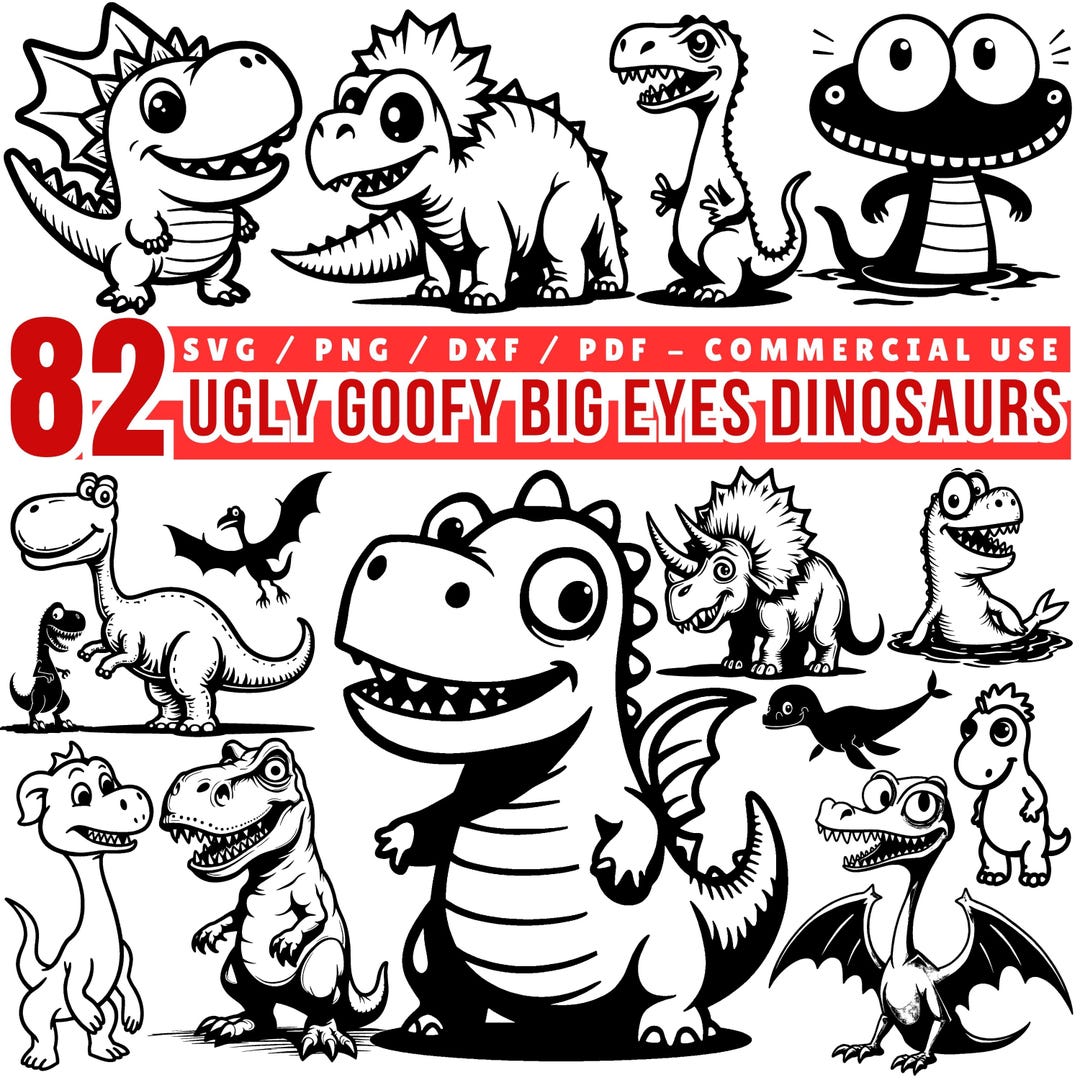 Ugly Goofy Big Eyes Dairy Cow Svg Png Pdf & Dxf Bundle Funny Cartoon ...