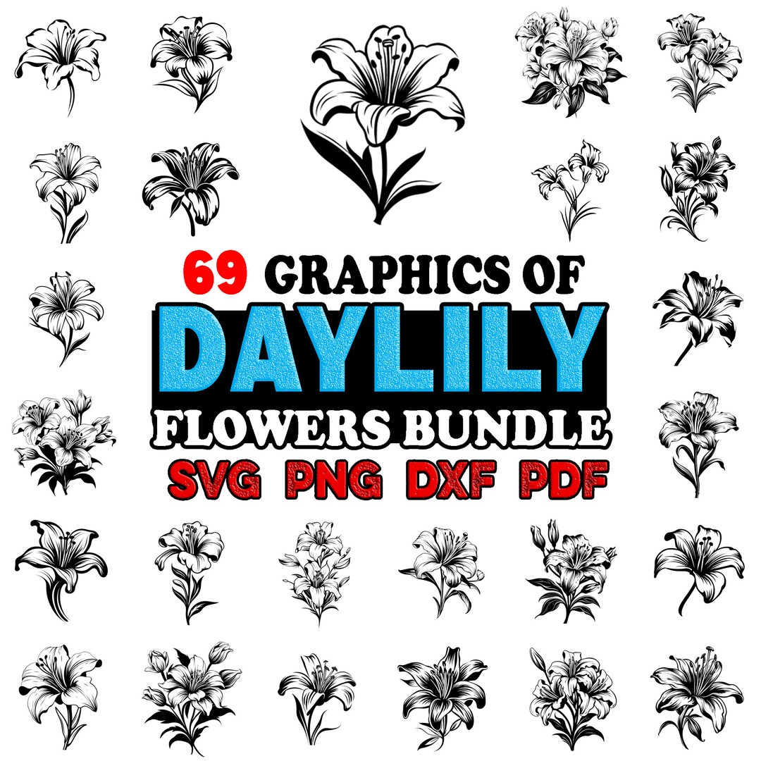 DAYLILY Flower Bundle SVG, Png, Dxf, Pdf - Instant Digital Downloads - Etsy