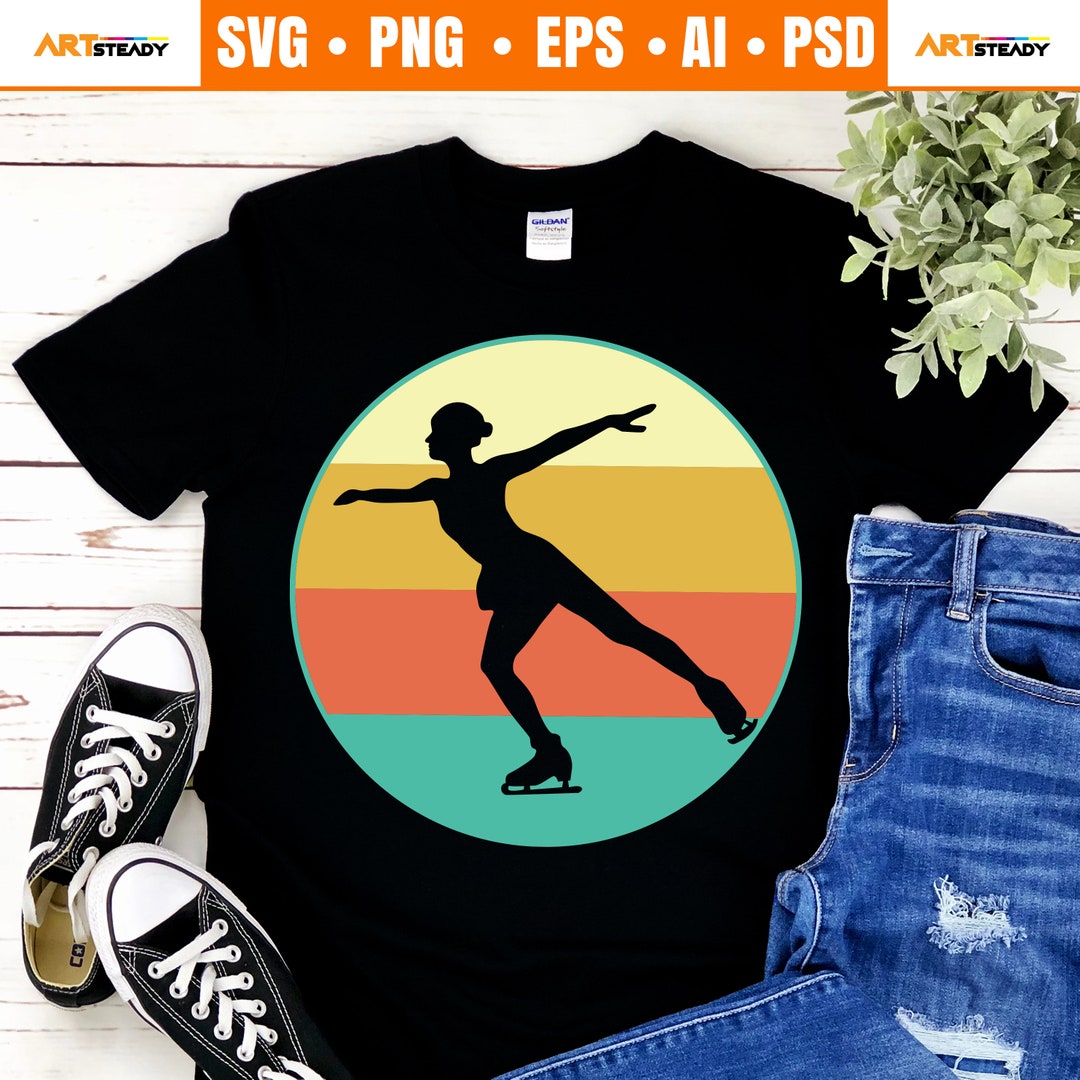 Figure Skating or Ice Skating Svg Files RETRO Circle Winter - Etsy