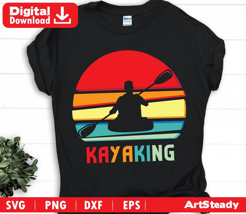 Kayak Svg KAYAKING Retro Drawing Kayaking or Canoe Svg - Etsy
