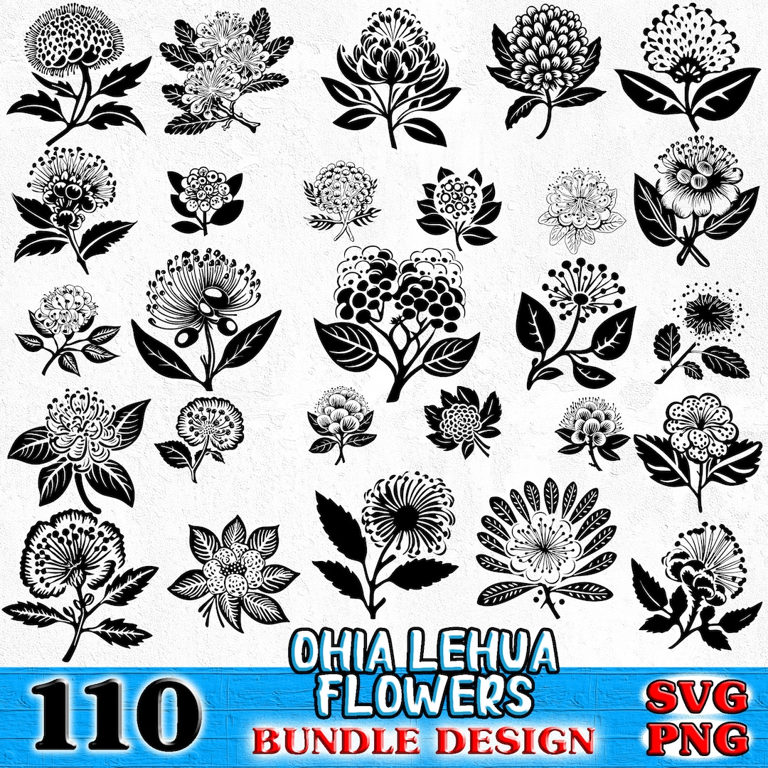 Ohia Lehua Flowers Bundle SVG, PNG Instant Digital Downloads - Etsy