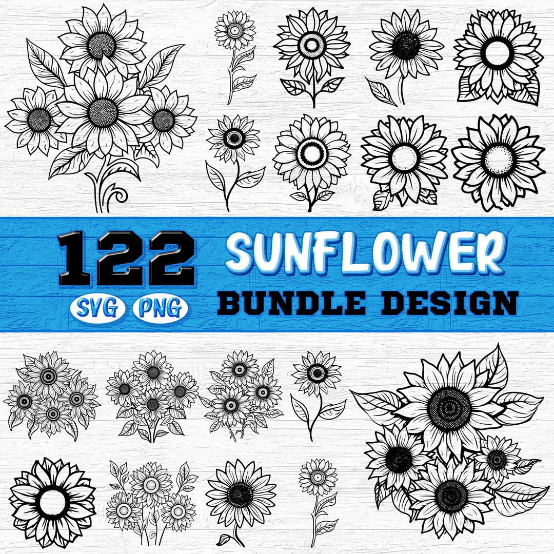 Sunflowers Bundle SVG, PNG Instant Digital Downloads - Etsy