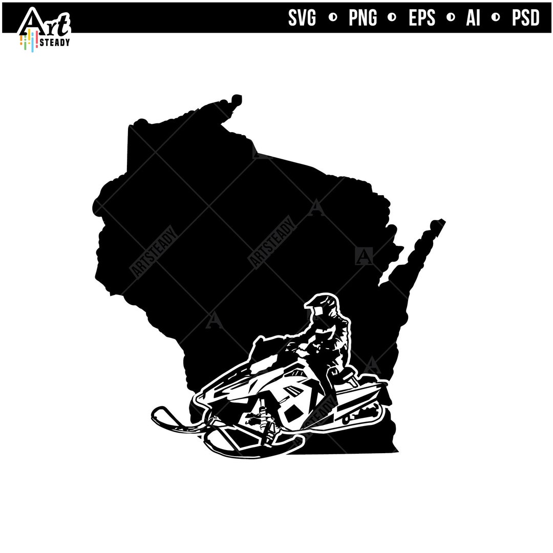 Snowmobile Svg Files SNOWMOBILE WISCONSIN MAP Snowmobiling Winter ...