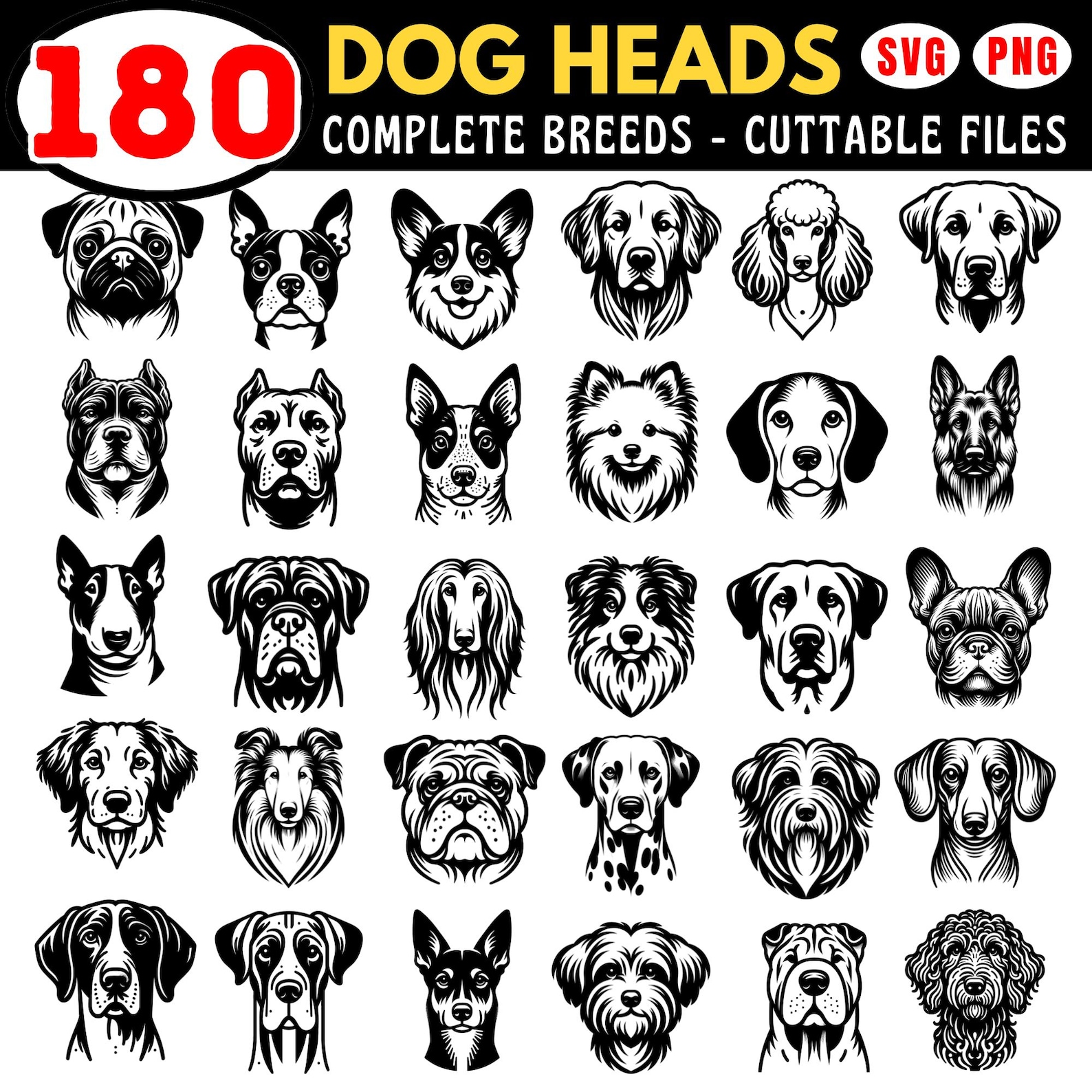 CNC Plasma Cut Files Png Svg Dxf Files for Plasma Cutting Dog Heads ...