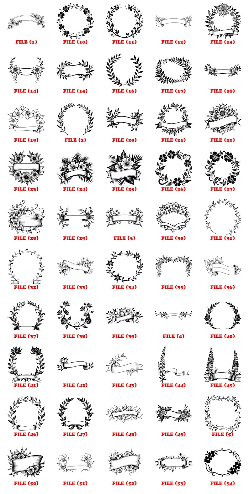 Floral Banner Graphics Svg Png Pdf & Dxf Bundle for Cricut Crafts ...