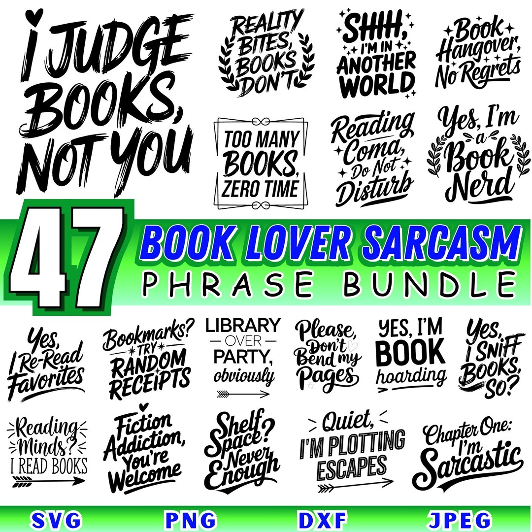 Laser Cut or Engraved Files Book Lover Sarcasm DXF Bundle | Humorous ...