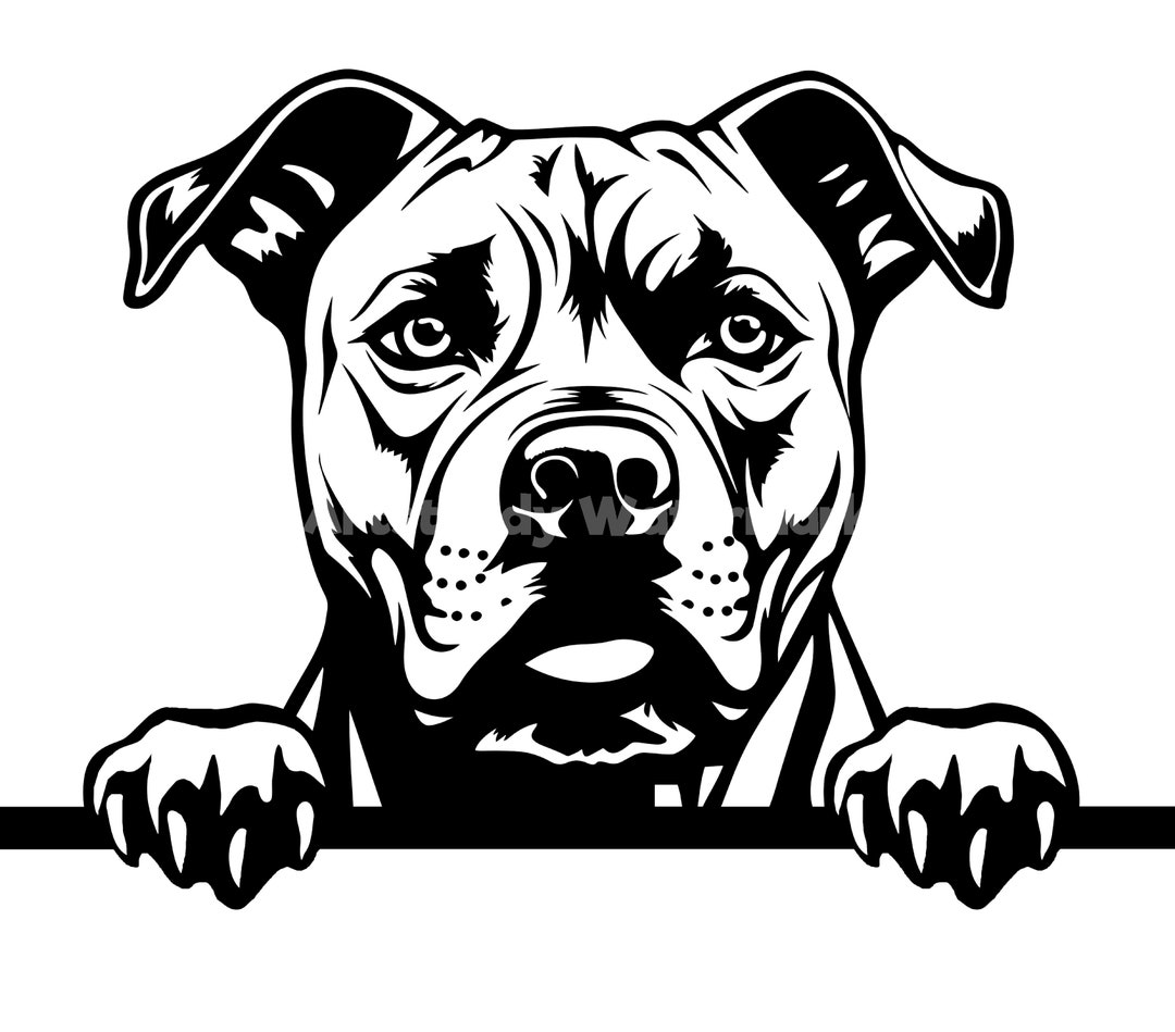 Pitbull, Pit Bull Terrier Peeking Dog SVG, PNG , DXF and Pdf - Dog or ...