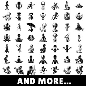 Alien Graphic Artwork SVG | DXF Bundle | UFO & Extraterrestrial Designs ...