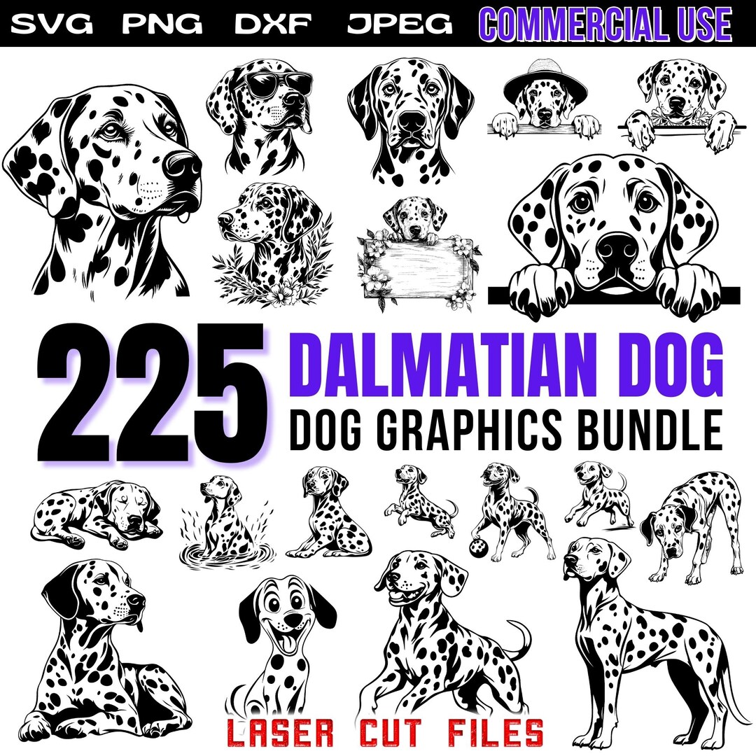 Laser Cut Files Dalmatian Dog Svg Dxf Png Jpeg Bundle Instant Digital ...