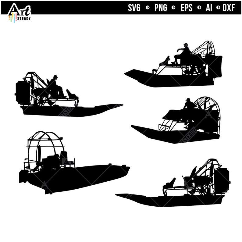 Airboat SVG Bundle, River Airboating Fan Boat Designs for Cricut Crafts ...