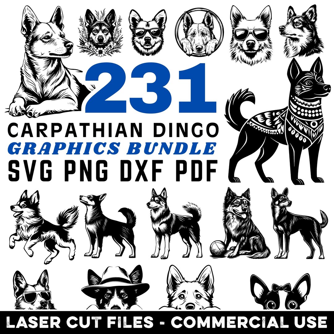 Laser Cut Files Carpathian Dingo Dog Svg Dxf Png Jpeg Bundle Instant ...