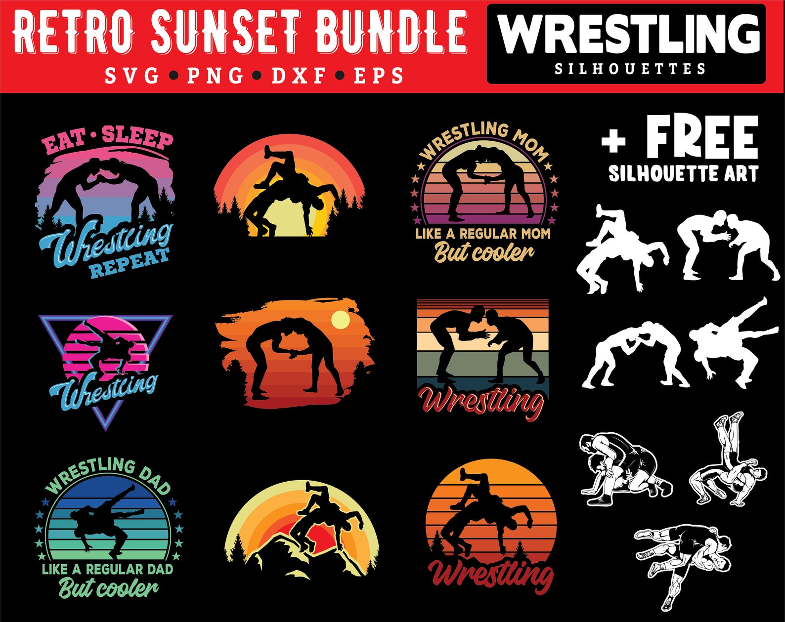 Wrestling Svg Files Art Graphic Theme Bundle Wrestlers Svg - Etsy