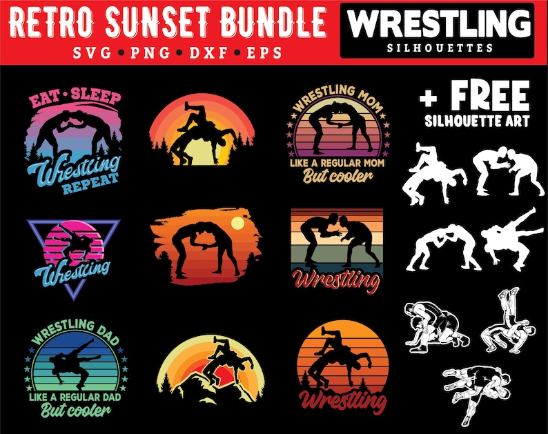 Wrestling Svg Files Art Graphic Theme Bundle Wrestlers Svg - Etsy