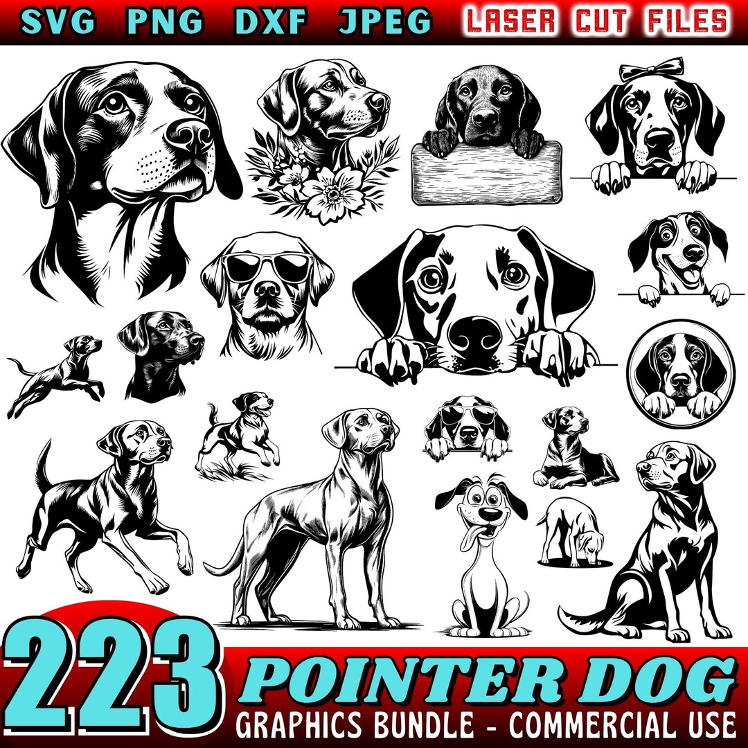 Pointer Dog Laser SVG Pack | DXF Silhouette Files | Pointer Cutting ...