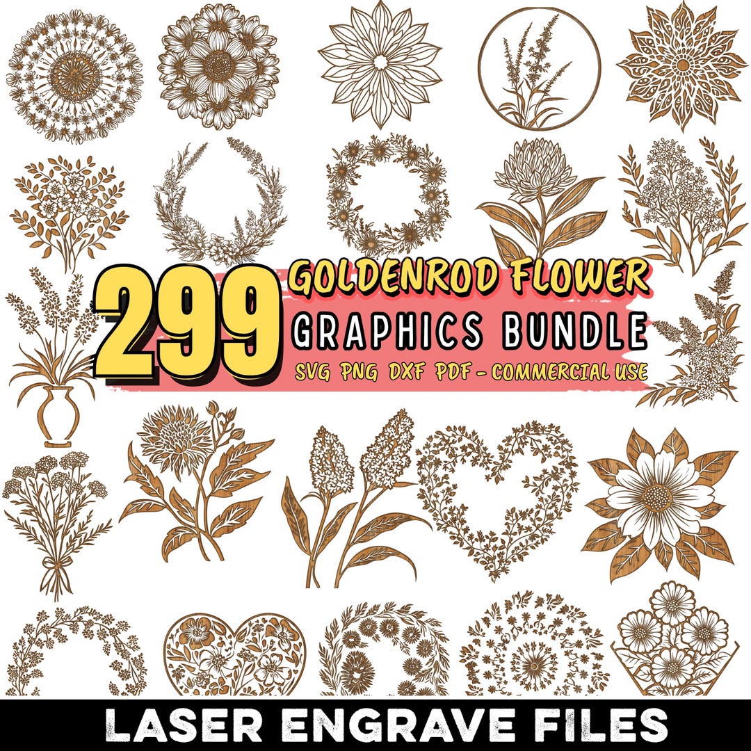 Goldenrod Flower Engraving Files Floral Engraving Designs Wildflower ...