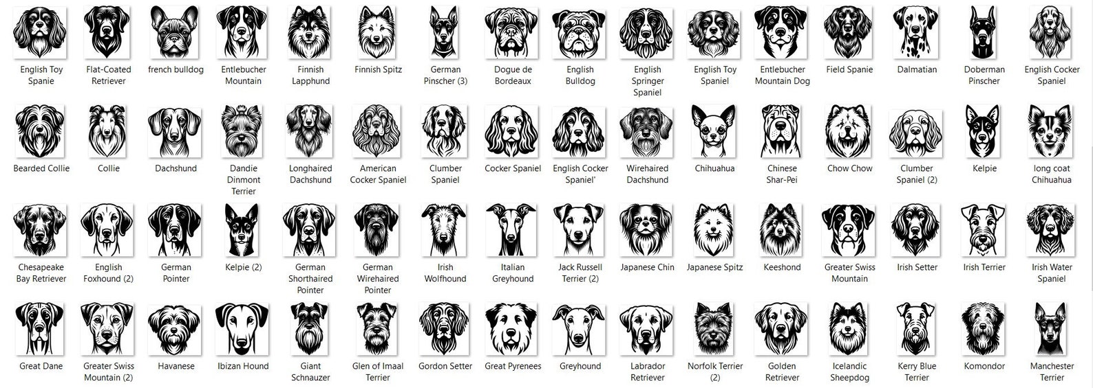 Laser Cut Files SVG and PNG Bundle Designs Dog Heads Faces for ...