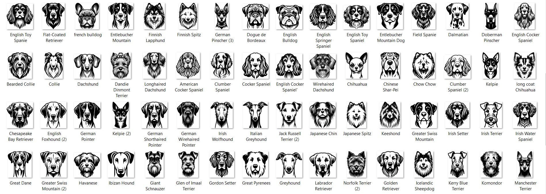 Laser Cut Files SVG and PNG Bundle Designs Dog Heads Faces for ...