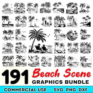 Beach Svg Files for Cricut - Svg Dxf Png Summer Beach Scene Theme ...
