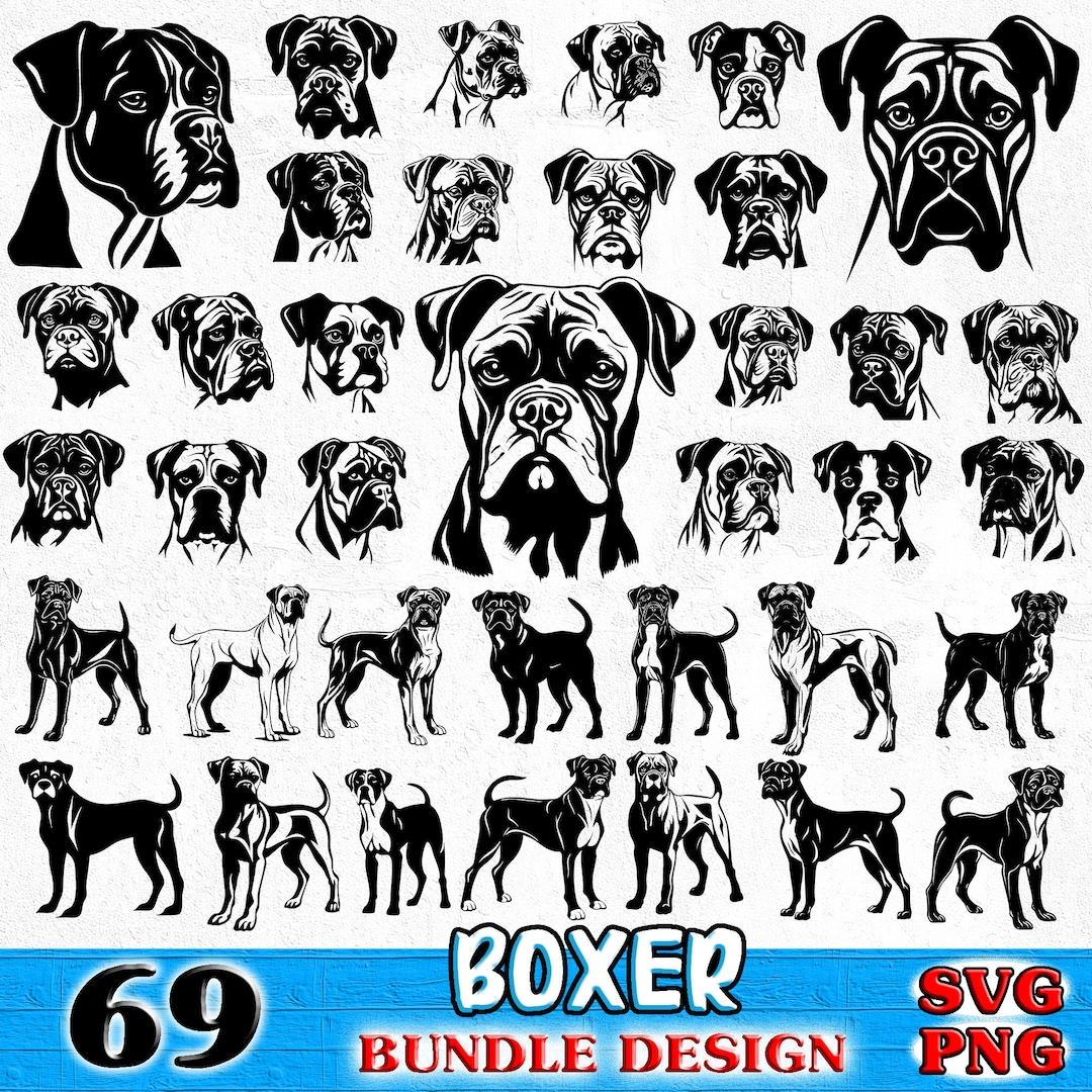 Boxer Dog Pet Lover Owner Bundle SVG, PNG Instant Digital Downloads - Etsy