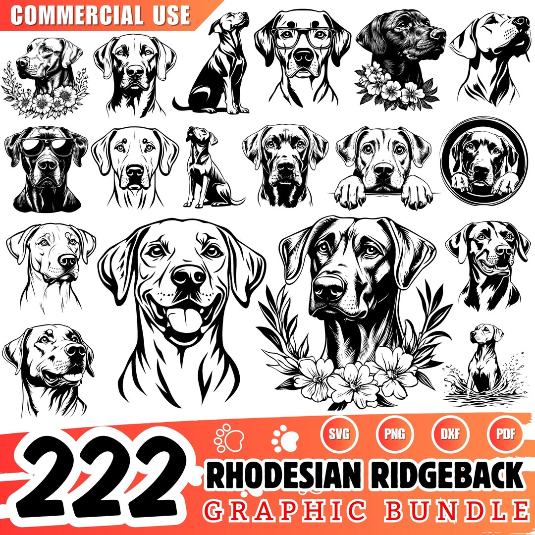 Rhodesian Ridgeback Dog SVG Bundle | DXF Files for Cricut | Dog ...