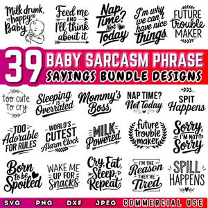 Baby Sarcasm SVG Bundle | Funny Baby Quotes | Cricut Cut Files | DXF ...