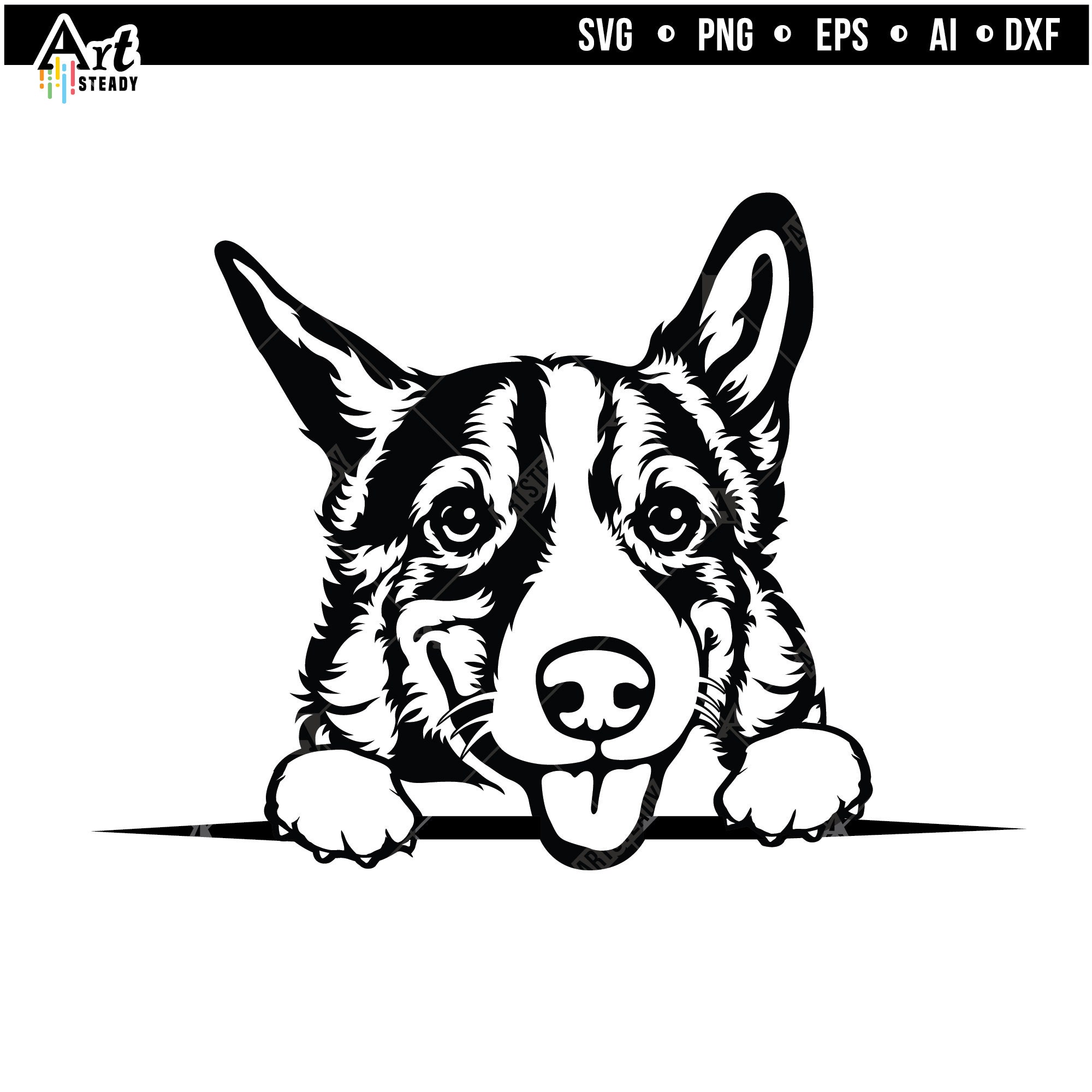 Corgi svg files Cute and funny Peeking Corgi face graphic theme dog pet ...
