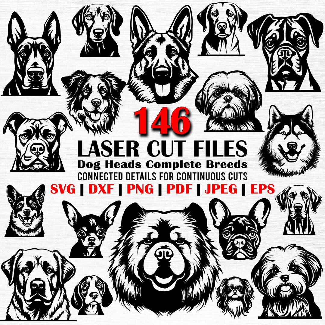 164 Laser Cut Files Dog Heads Complete Breeds Laser Cut Files CNC ...